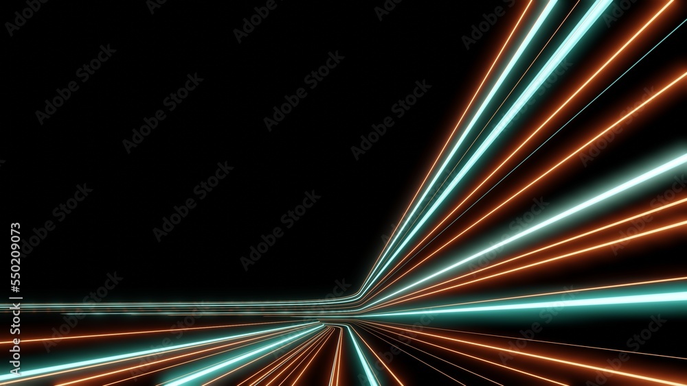 3d render motion line of speed and power or light trails. High-speed ...