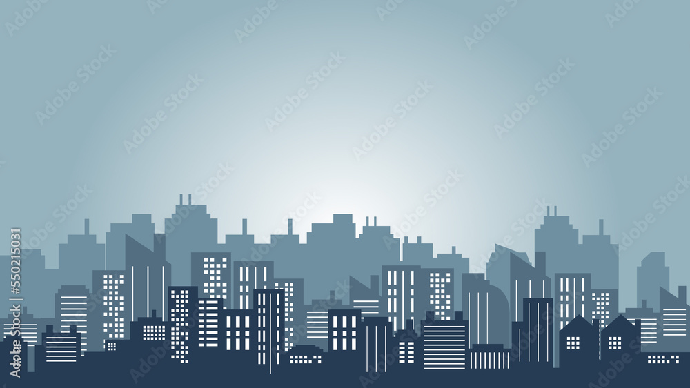 City background with many shopping mall buildings Stock Illustration ...