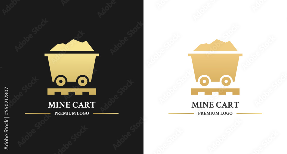 Mine cart logo vector or Elegant mine cart logo isolated. Elegant mine ...