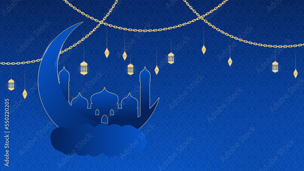 Islamic blue background design for Ramadan Kareem Stock Vector | Adobe ...
