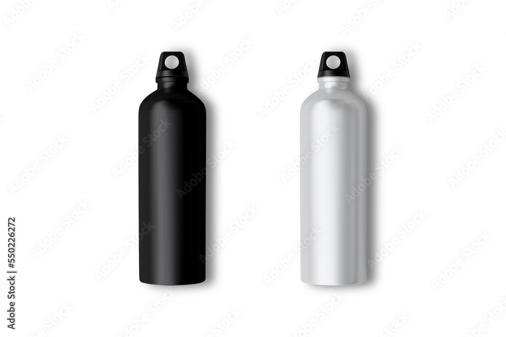 Sports stainless bottles. Bike metal reusable drink flask. 3d realistic ...
