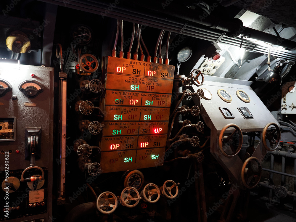 inside ii world war submarine control room Stock Photo | Adobe Stock