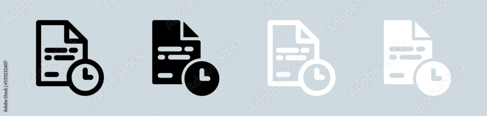 Temporary file icon set in black and white. Archive signs vector ...