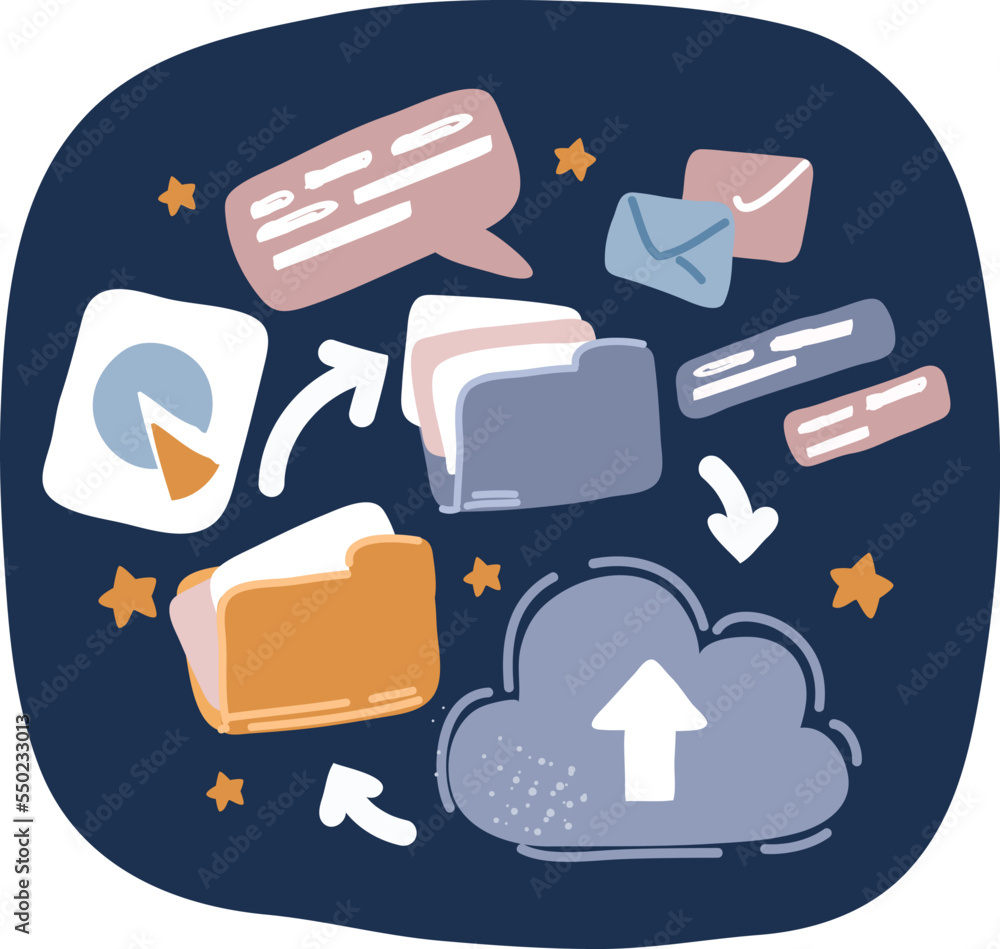 Cartoon vector illustration of Cloud storage icon. Digital file ...