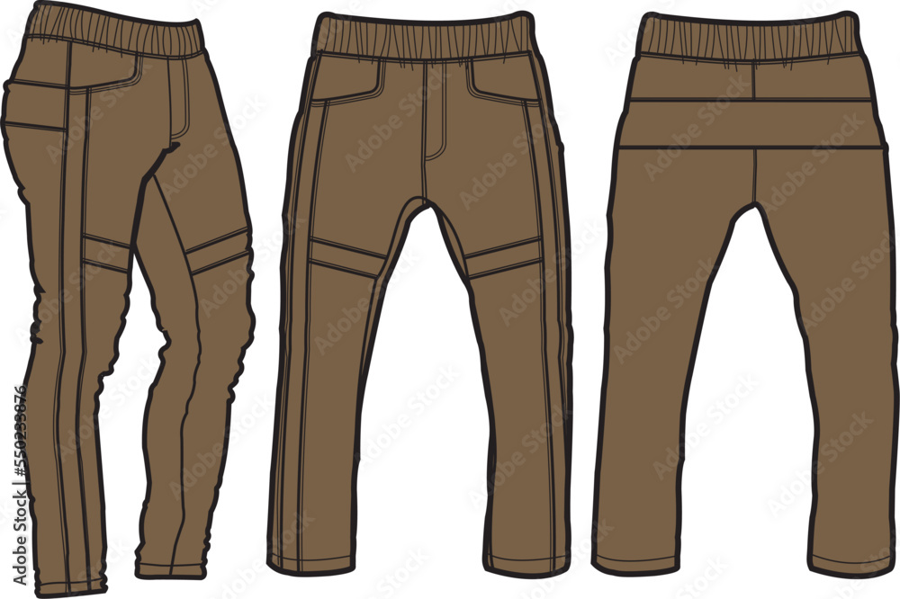 Chino Joggers Pant Front and Back View. Fashion Illustration, Vector ...