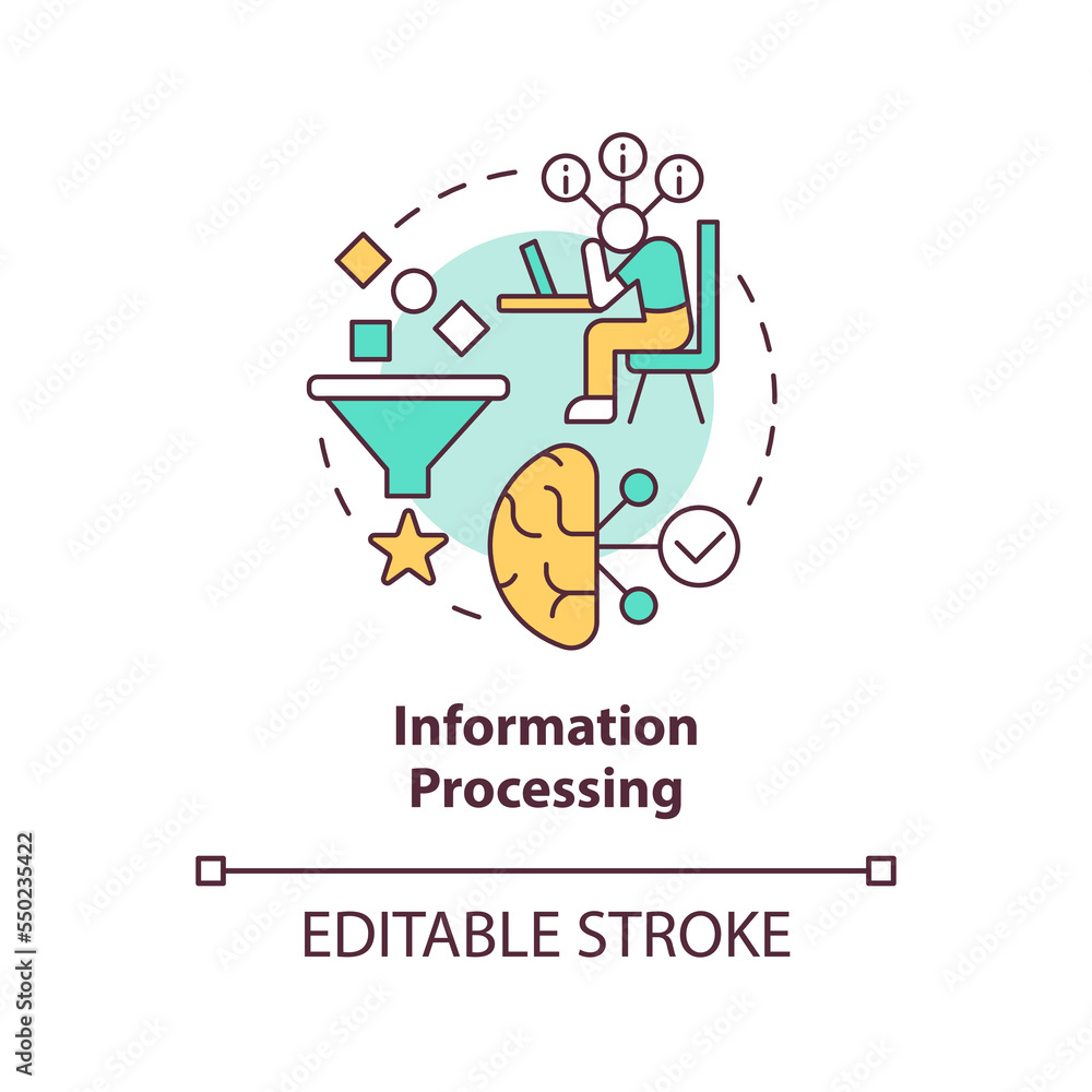 Information processing concept icon. News overload. Explanation of ...