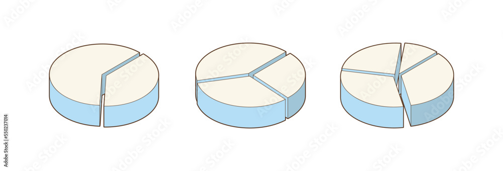 Donuts, Pie chart icons, isolated on the background. 3d, Isometric ...