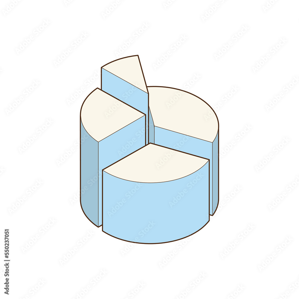 Donuts, Pie chart icons, isolated on the background. 3d, Isometric ...