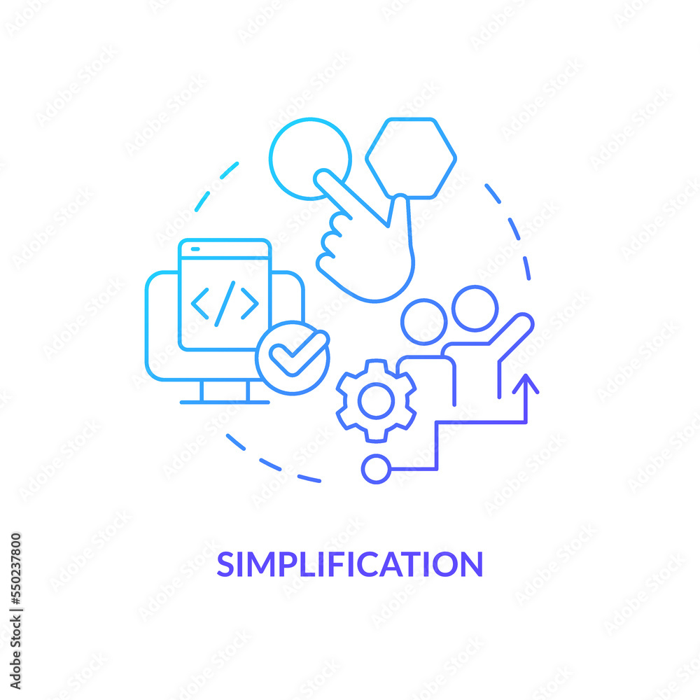 Simplification blue gradient concept icon. User experience. Picking ...