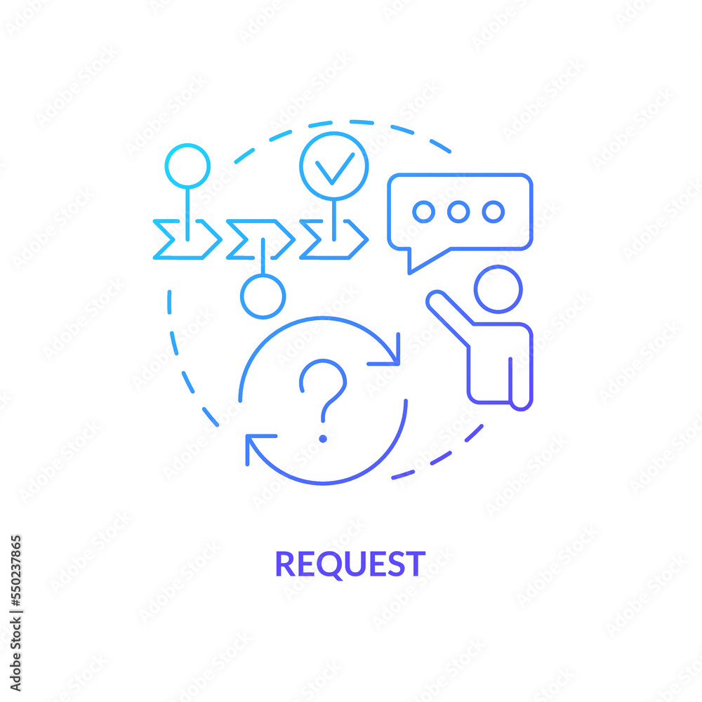 Request blue gradient concept icon. Software development. System ...