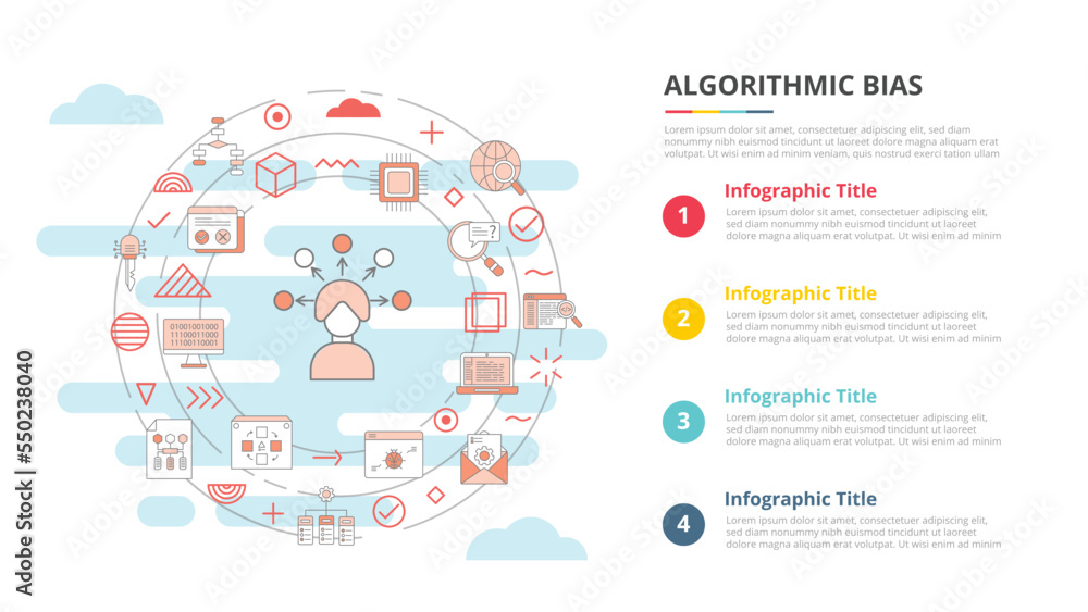 algorithmic bias concept for infographic template banner with four ...