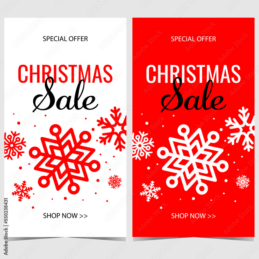 Christmas sale promotion vertical banner. Advertisement poster, leaflet ...
