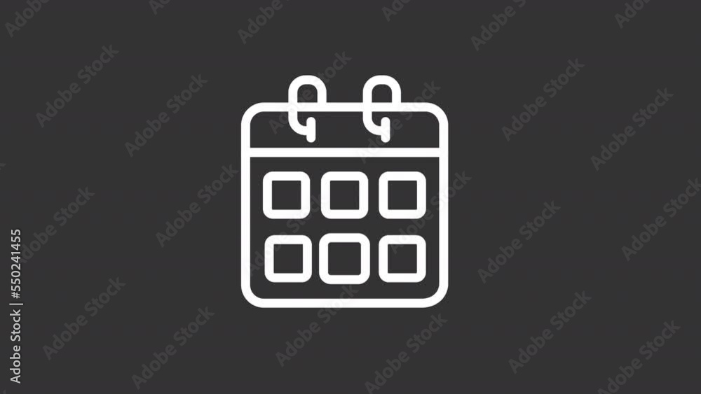 Animated payment white line icon. Calendar with schedule. Automatic ...
