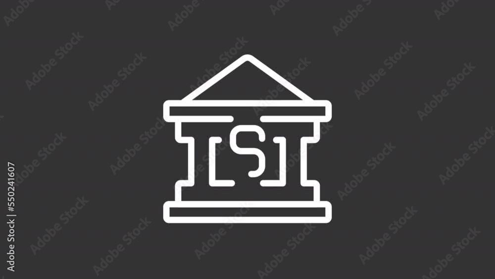 Animated banking white line icon. Dollar saving account. Financial ...