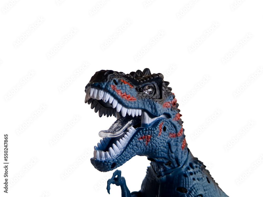 Tyrannosaurus (T-rex) Dinosaur child toy blue color isolated on white ...