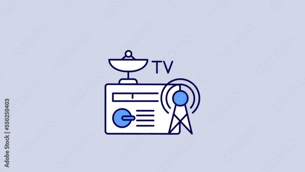 Animated broadcast color icon. TV and radio translation. Communication ...