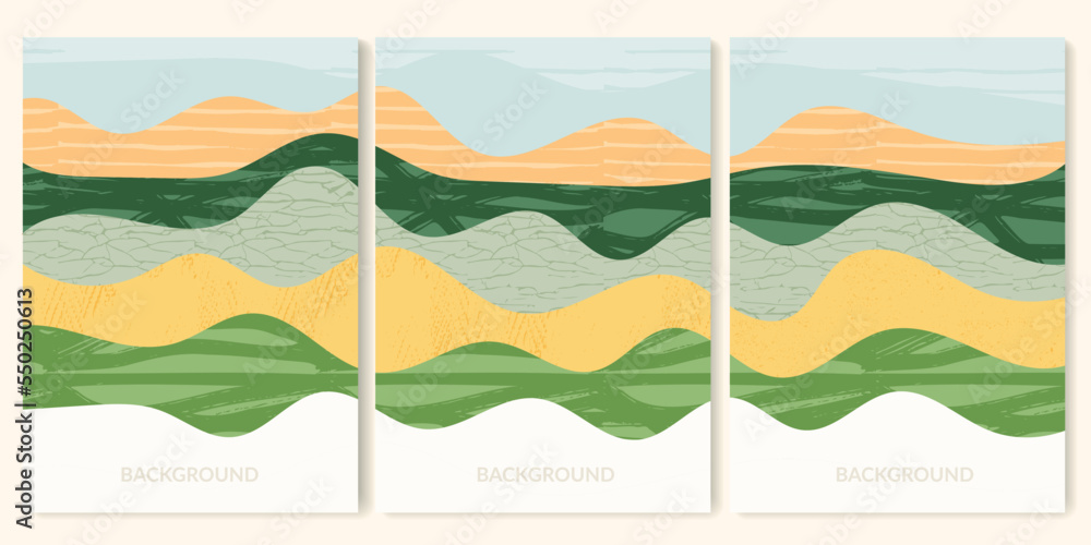 Green abstract agriculture field vector leaflet. Agro card template ...