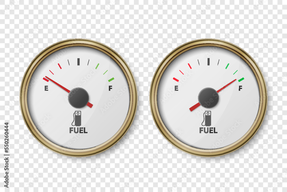 Vector 3d Realistic Golden Metallic Gas Fuel Tank Gauge, Oil Level Bar ...