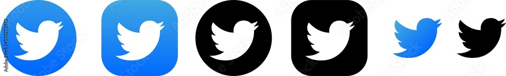 Set of twitter vector icons on transparent background. Set of twitter ...