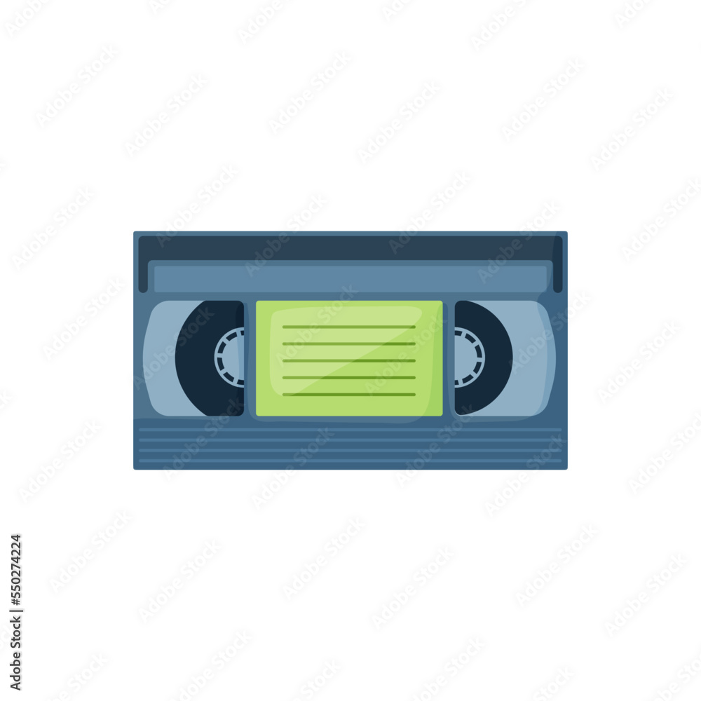 Vintage vhs tape flat vector illustration. Retro electronic device of ...