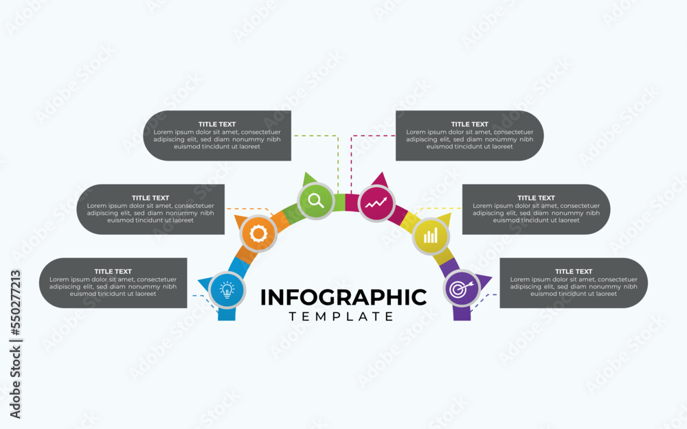 Vector Infographic arrow design with 6 steps or option, process ...