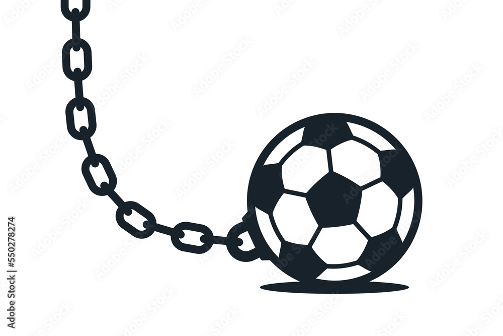 Soccer ball and chain vector concept on white Stock Vector | Adobe Stock