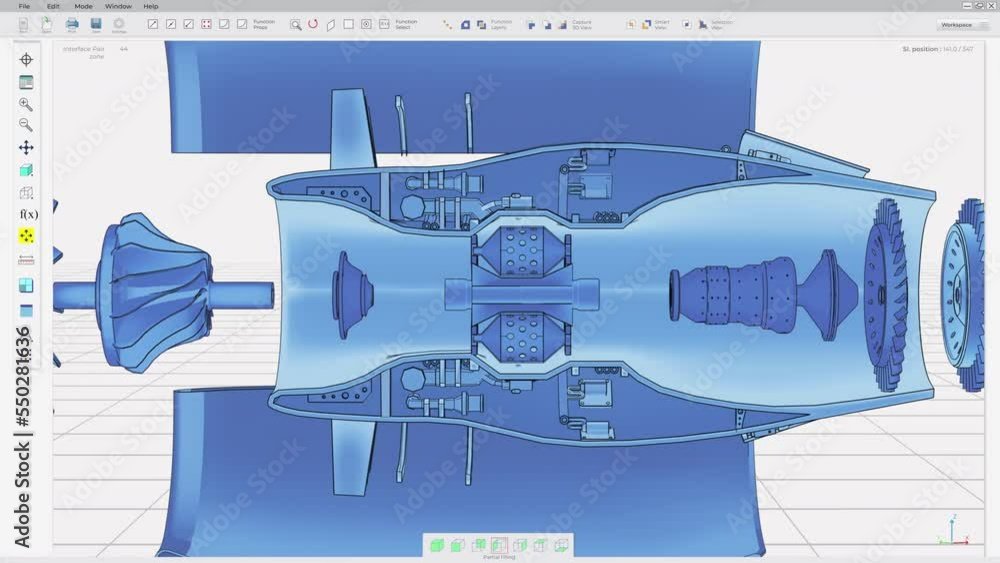 Modern high tech program visualising the insides of the industrial ...