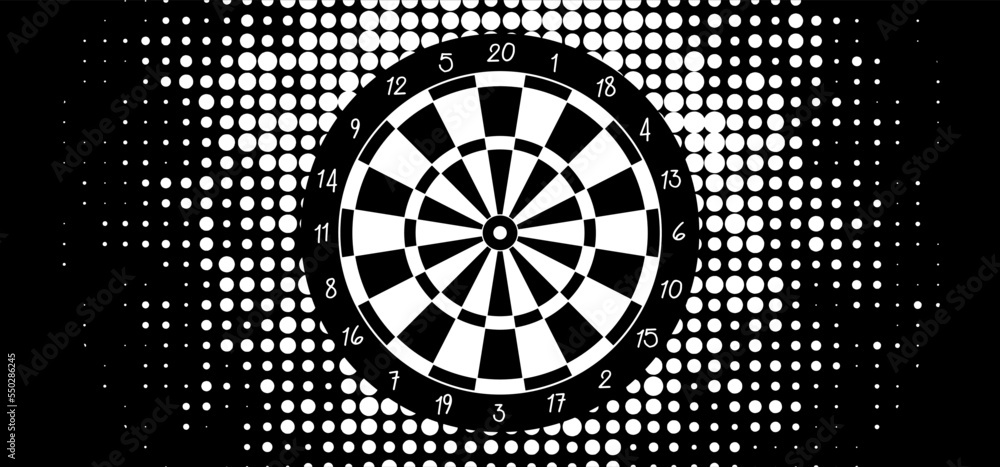 Cartoon dart board symbol. Dartboard icon. color, twenty, black and ...