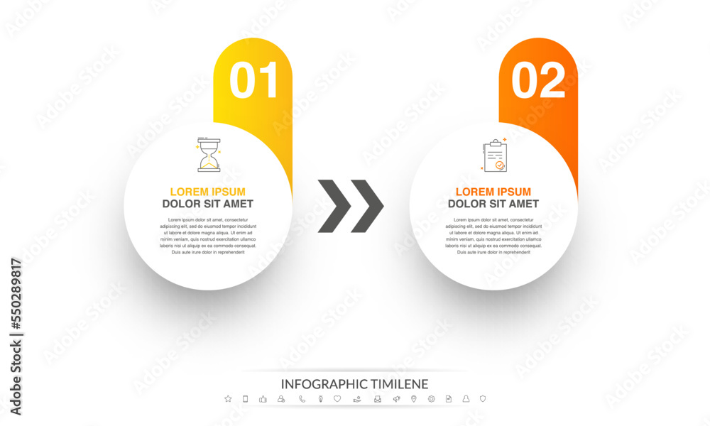 Vector infographics with 2 circles. Modern concept graphic process ...