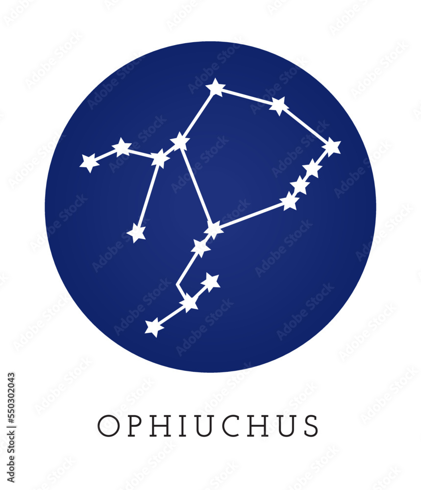 Ophiuchus zodiac sign celestial asterism on dark night sky vector ...