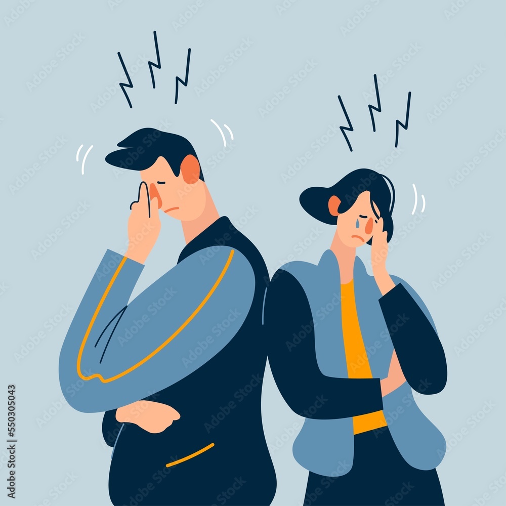 Breakup and relationship problems. Unhappy couple ignore talking after ...