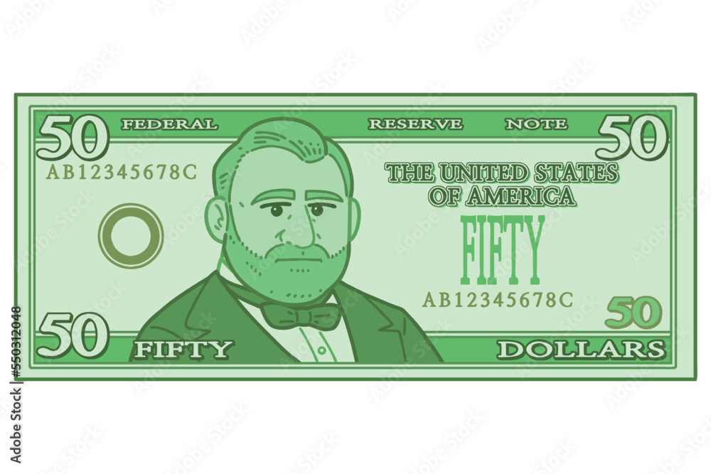 US 50 Dollar bill. Vector illustration. Stock Vector | Adobe Stock