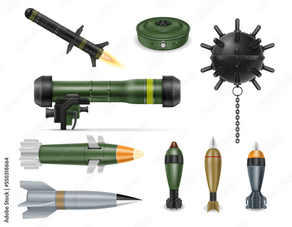 military bombs mines and missiles vector illustration Stock Vector ...