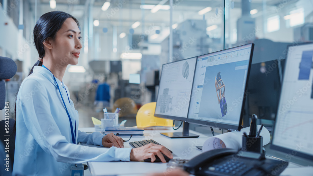 Factory Office: Industrial Engineers Drafting Equipment 3D Layouts of a ...