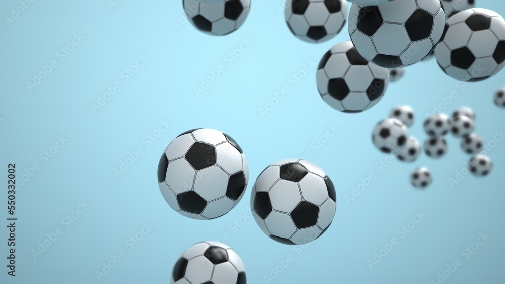 Flying Footballs Blue Background Stock Illustration | Adobe Stock