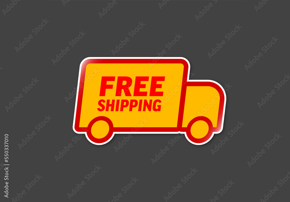 Free delivery shipping label tag sticker with car icon Stock Template ...
