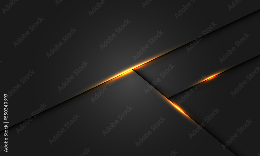 Abstract gold light black shadow line geometric on grey metallic design ...