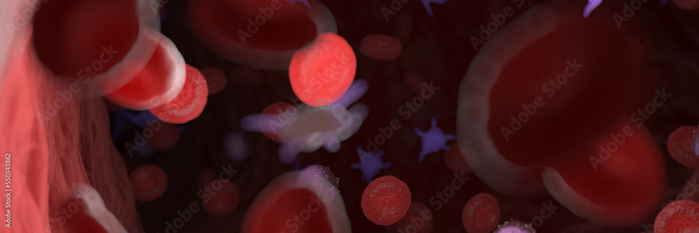 Poster 3d rendered medical illustration of circulating blood cells ...