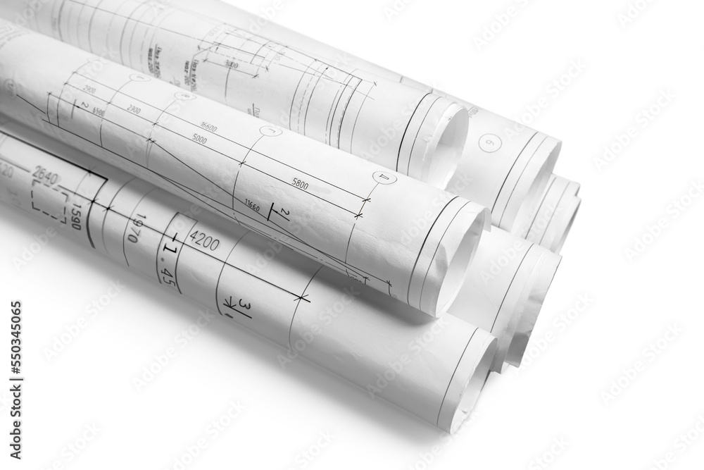 Architectural Drawings paper projects blueprints Stock Photo | Adobe Stock