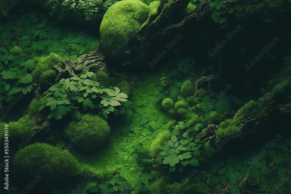 Forest in moss wallpaper 4k Stock Illustration | Adobe Stock