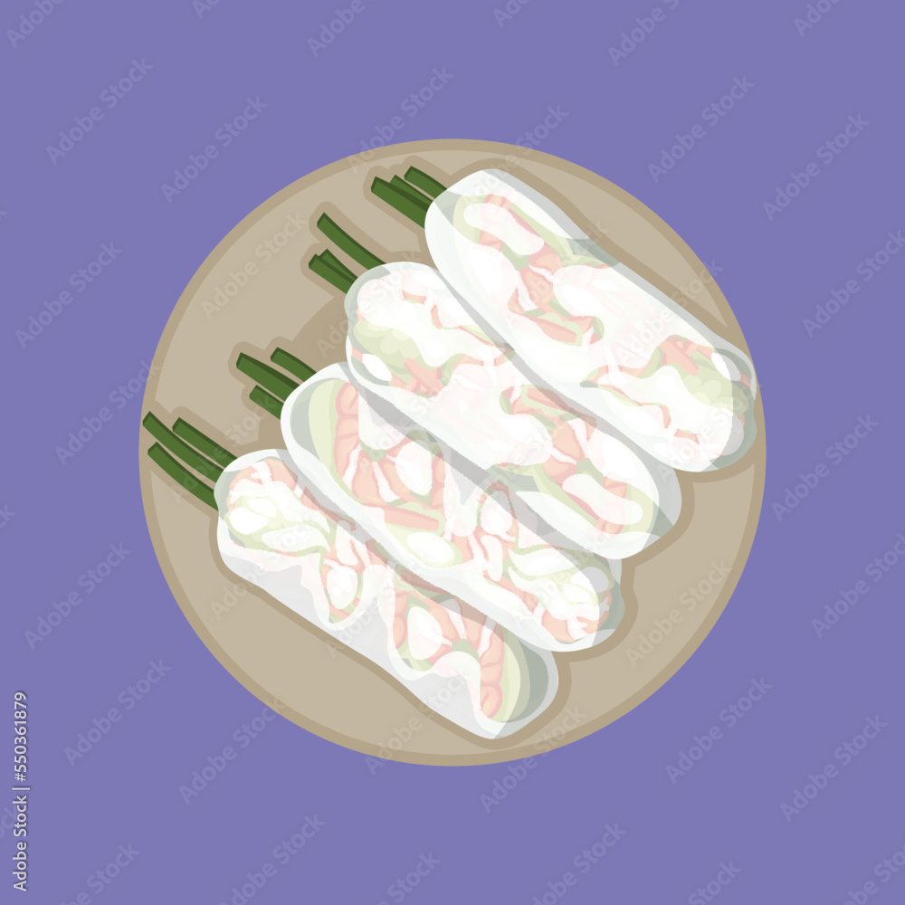 Goi Cuon Wan background. Design with cartoon style. Stock Vector ...