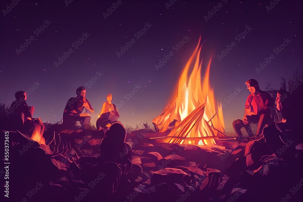 nomai at a campfire on the planet dark bramble Stock Illustration ...