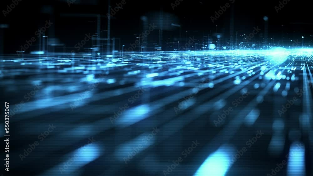 Hi-tech Space Scifi Network Landcape Background/ 4k animation of an ...