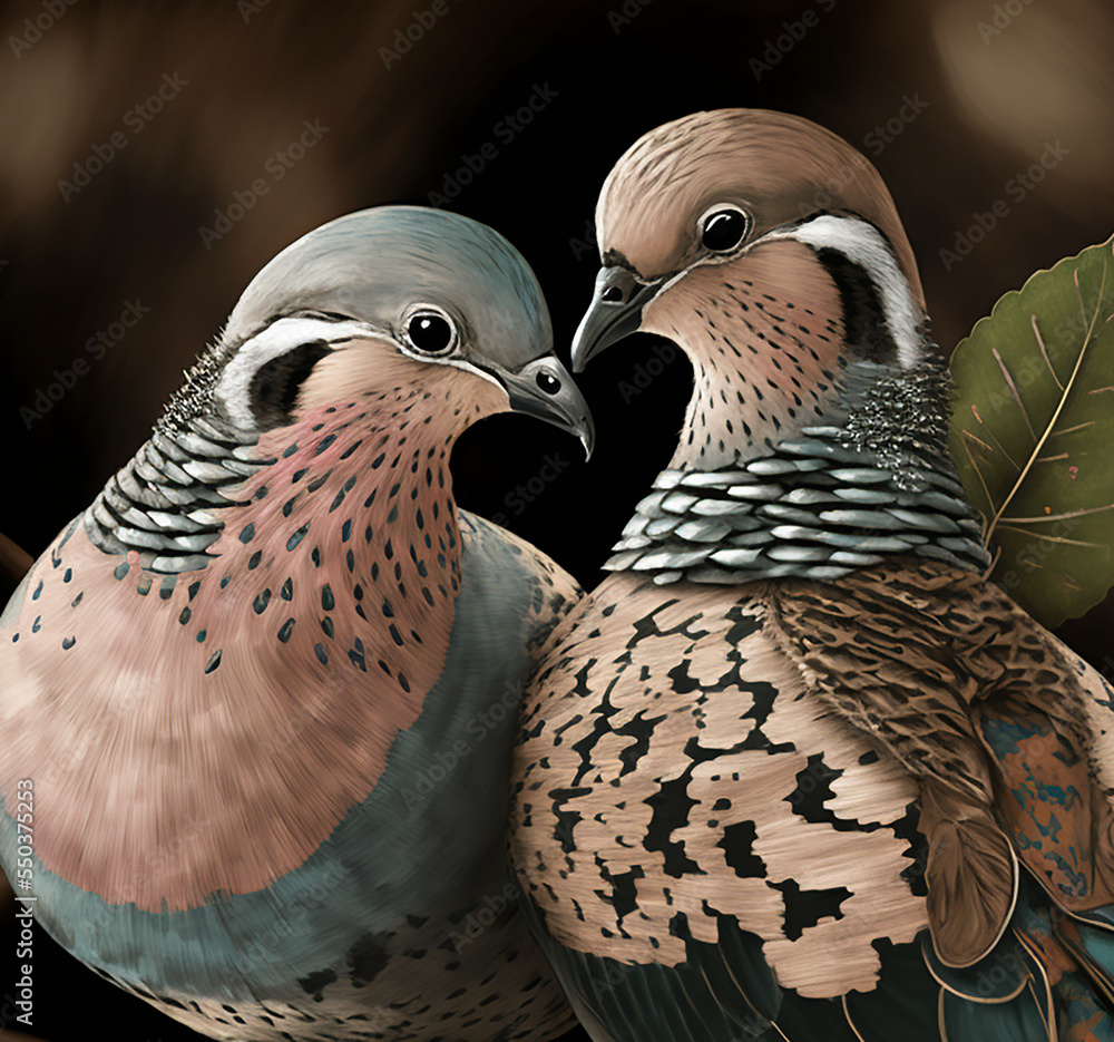 Ai generated 2 turtle doves Stock Illustration | Adobe Stock