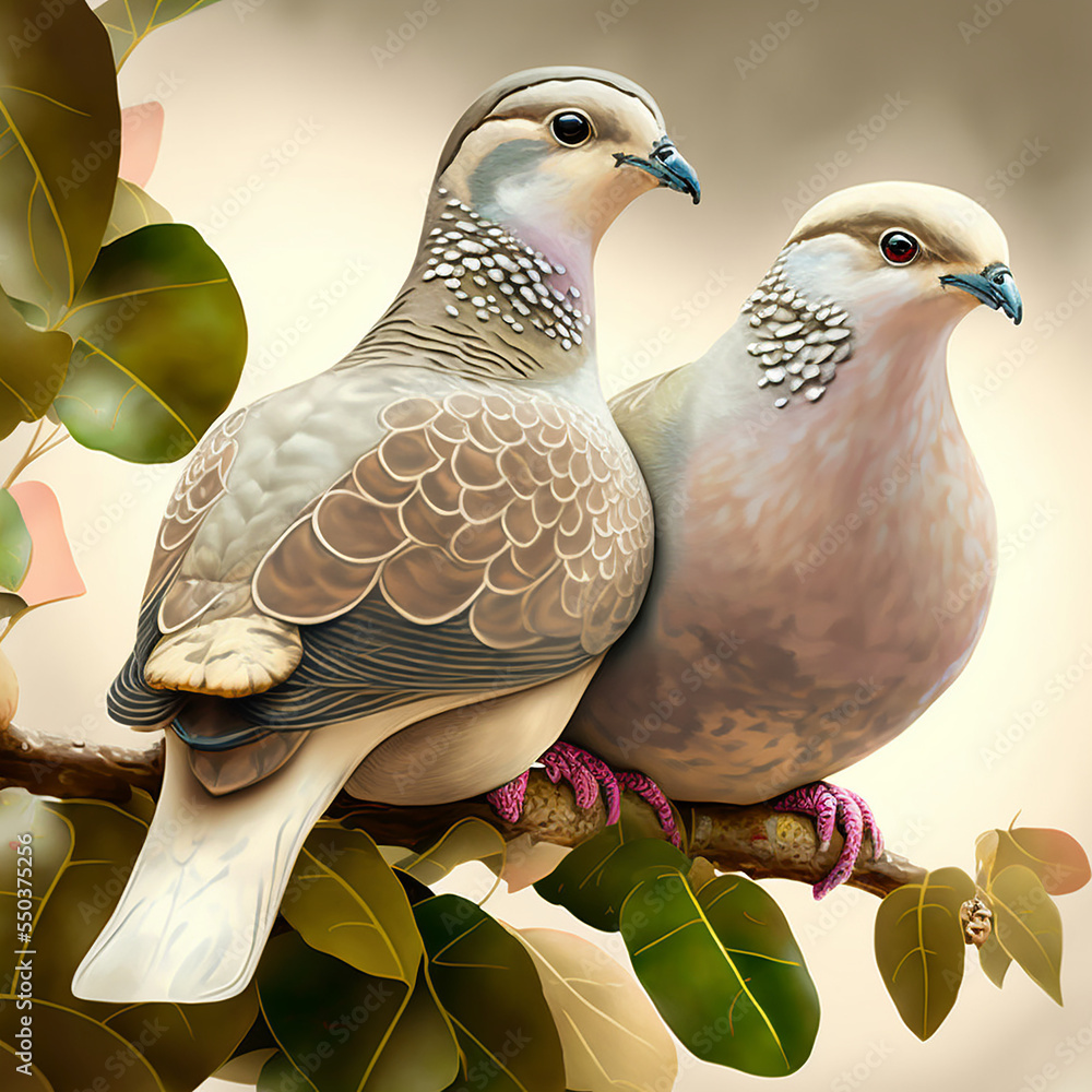 Ai generated 2 turtle doves Stock Illustration | Adobe Stock