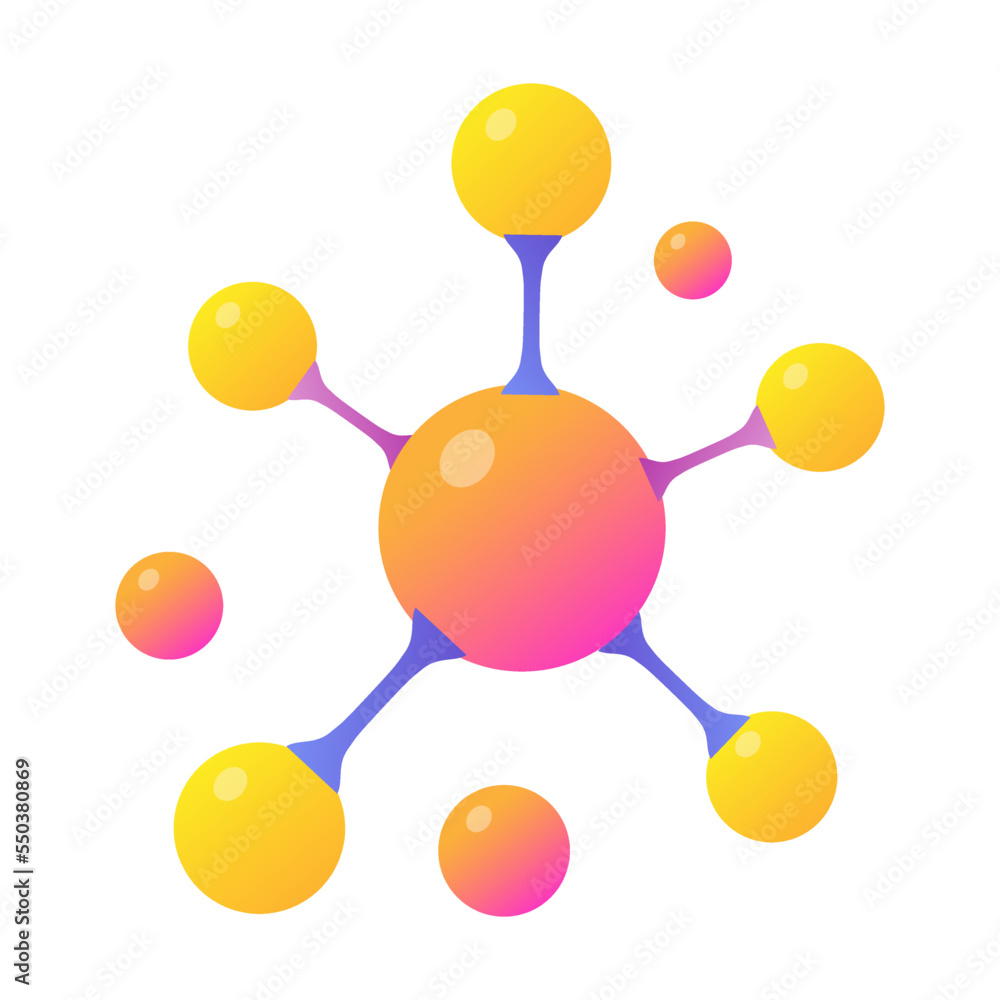 Molecular vector illustration. Shape or model of connected molecules ...