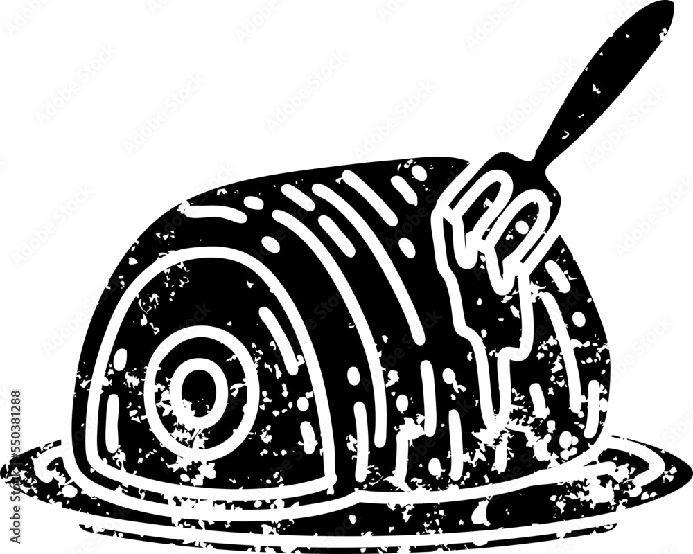 illustration of a traditional black outline tattoo style roast beef ...