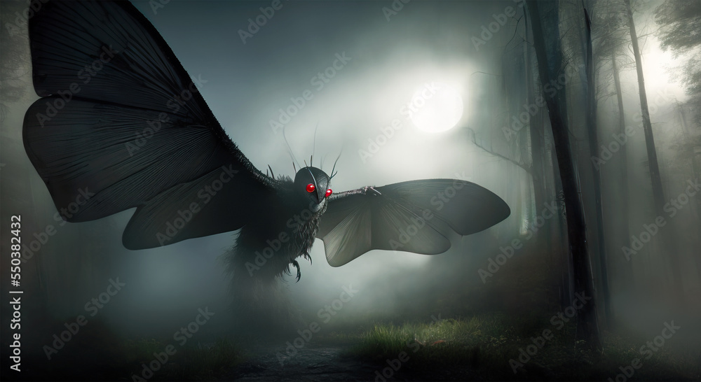 The Mothman is a cryptid with glowing red eyes. This legendary creature ...
