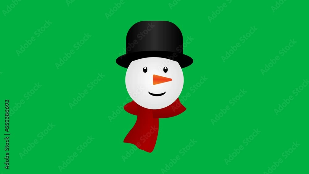 snow man seamless speaking animation isolated on green screen ...