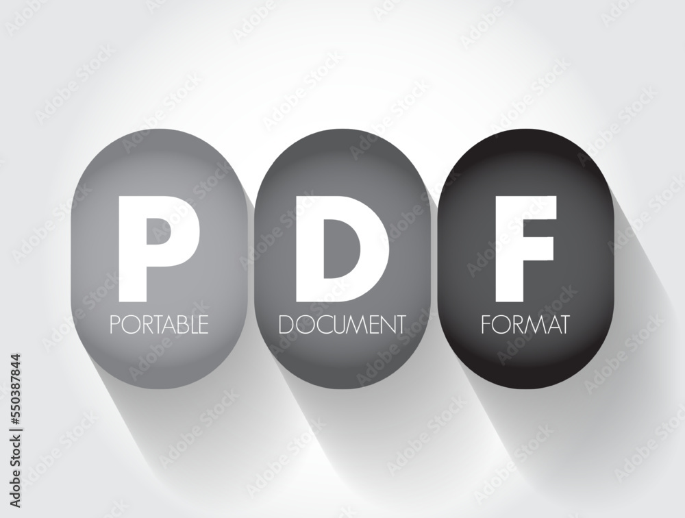 PDF - Portable Document Format acronym, technology concept background ...